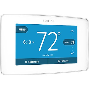 EMERSON Sensi Touch Wi-Fi Smart Thermostat with Touchscreen Color Display, Works with Alexa, Energy Star Certified, C-wire Required, ST75W , White