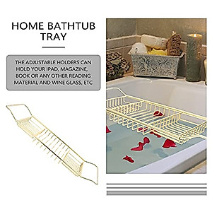 STOBOK Bathtub Tray Expandable Stainless Steel Over Bath Tub Racks Bathroom Shelf Organizer for Home Gold