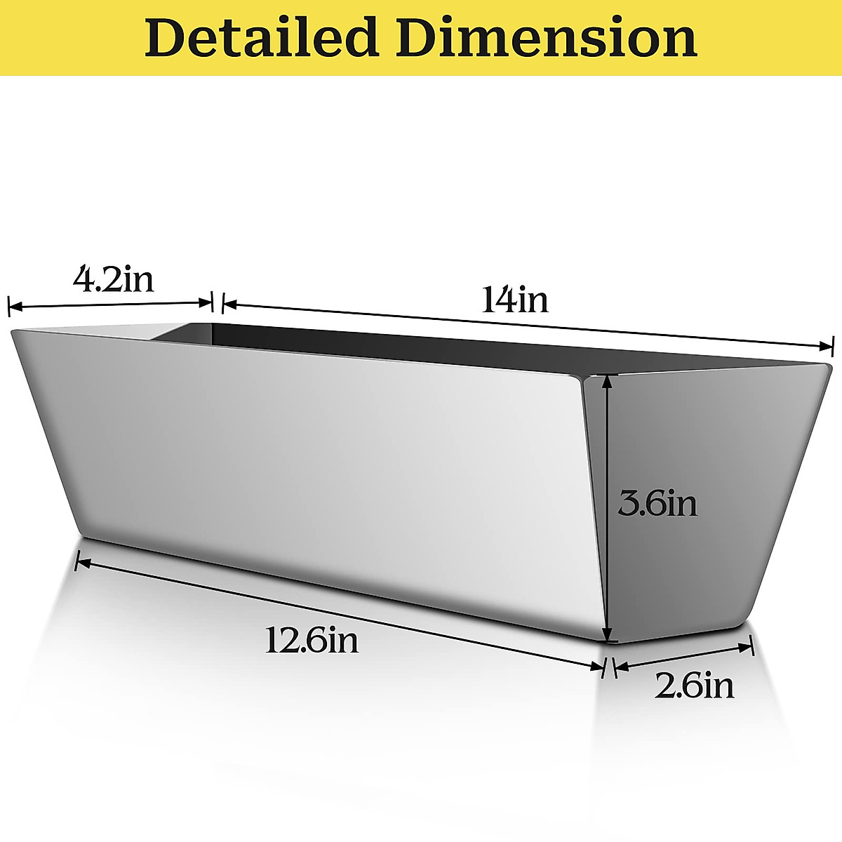Drywall Pan Mud, 12” Stainless Steel Watertight Reinforced Mud Pan, Tapered Sides, Drywall Tool Tray Bucket