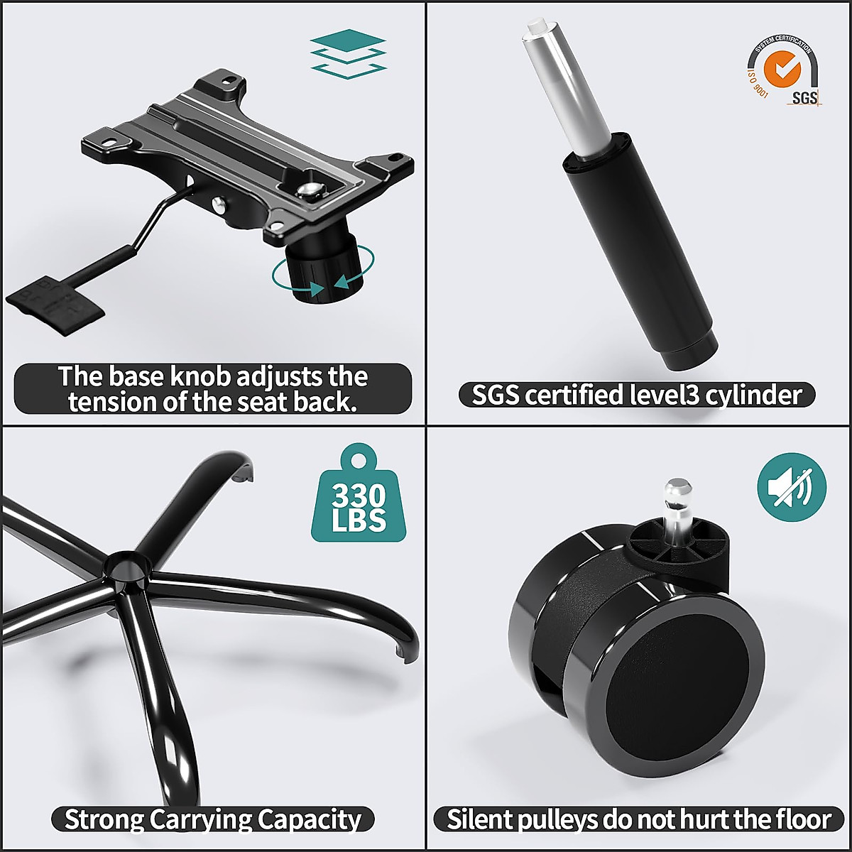 TRALT Office Chair Ergonomic Desk Chair, 330 LBS Home Mesh Office Desk Chairs with Wheels, Comfortable Gaming Chair, High Back Office Chair for Long Hours, Office Chair for Study and Work (Black)