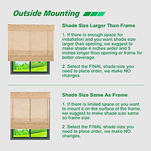 Comzone Blinds Cordless Blackout Bamboo Roman Shades, Easy Installation Natural Bamboo Woven Wood Window Shades, Custom Privacy Lined Bamboo Blinds with 6 Inches High Valance for Windows, Espresso