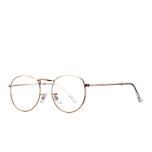 AZorb Round Clear Lens Glasses Classic Metal Frame Non-Prescription Eyeglasses for Women Men(gold)