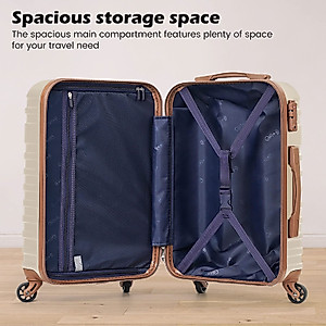 Coolife Suitcase Set 3 Piece Luggage Set Carry On Hardside Luggage with TSA Lock Spinner Wheels (Navy, 3 piece set (DB/TB/20))