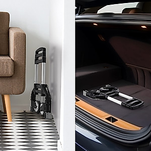 Caflower Folding Hand Truck,Sliver Aluminium Portable Folding Trolley with 3-Position Folding Pulley Handles, Load Capacity 175 lbs for Home, Office and Travel Use.PVC Wheels