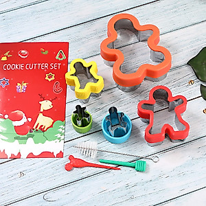 Gingerbread Man Cookie Cutters Set, Christmas Cookie Cutters Shapes, Stainless Steel Christmas Cookie Cutters, Fruit Vegetable Sandwich Cutter, Food Decoration Baking Tools & Accessories
