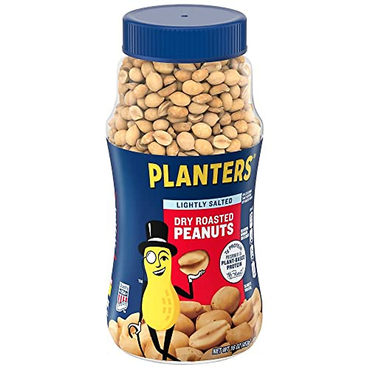 Planters Lightly Salted Dry Roasted Peanuts, 16.0 oz Jar (Pack of 6)