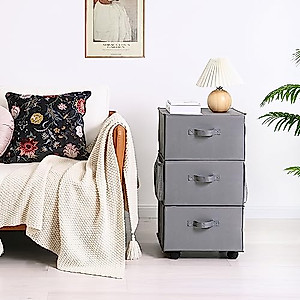 GRANNY SAYS 3 Drawer Storage Organizer, Storage Drawer for Bedroom, Fabric Storage Closet Drawers, Foldable Drawers for Clothing, Gray