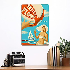 Lantern Press 12x18 Inch Metal Sign, Siesta Key, Florida, Beach Scene