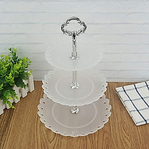 Artliving 3-tier Plastic Cake Stand-Dessert Stand-Cupcake Stand-Tea Party Serving Platter Clear Silver