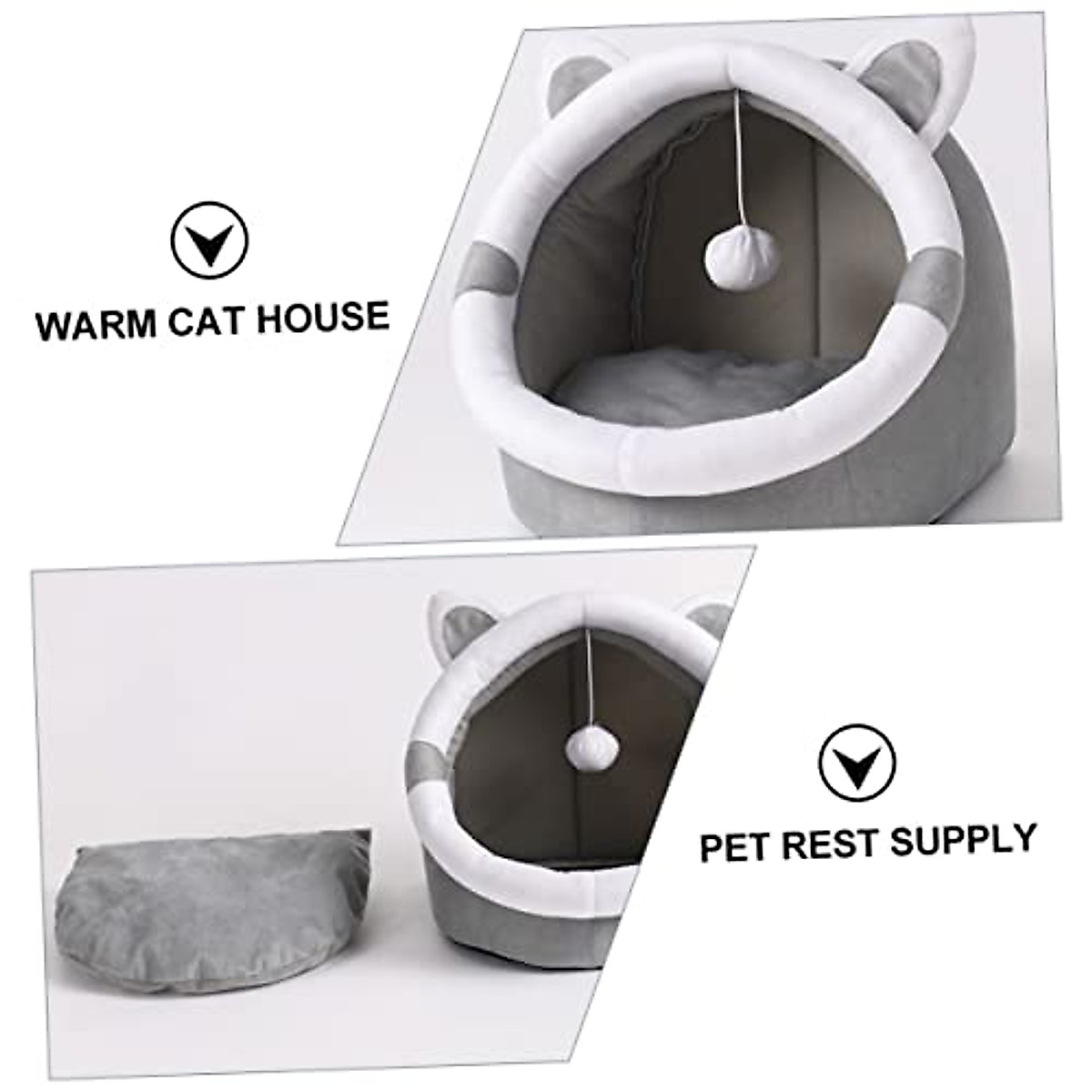 Ipetboom 1pc Cave Semi-Closed Semi Cozy and Cold Mat Toy Comfortable Warming Supplies Dogs Semi-Enclosed Nest Thickened Sleeping Winter Kitten Tent Removable House Cushion Kittens Cats Dog