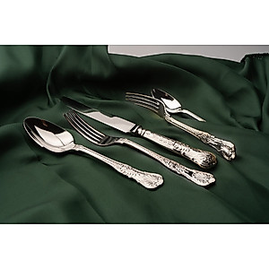 OTW PAVILION 40 Piece Flatware Set For 8, 18 10 Stainless Steel Silverware Set, Classic imperial design, Knife/Fork/Spoon & Long Teaspoon/Salad Fork Mirror-Polished Dishwasher Safe vintage Cutlery