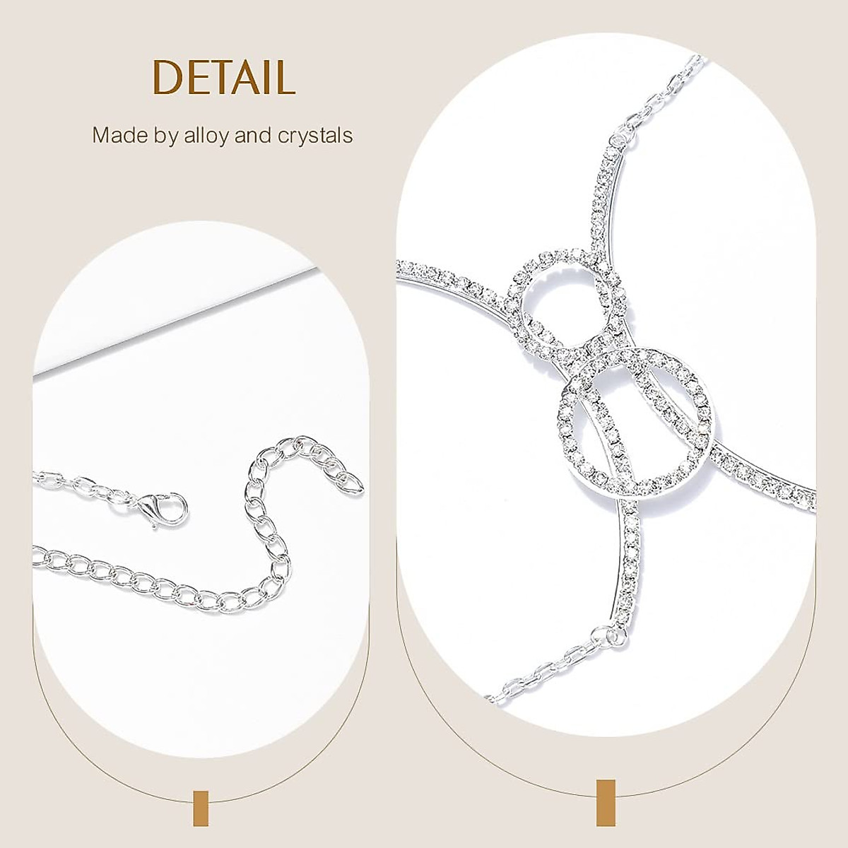 GEMILY Silver Rhinestone Chest Chain Fashion Boho Crystal Bra Chains Bikini Nightclub Body Chain Body Jewelry Accessory for Women and Girls (D-Silver)