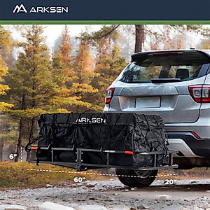ARKSEN 60 x 20 Inch Angled Cargo Rack Carrier 500 Lbs Heavy Duty Capacity Tow Hitch, Luggage Storage Basket for Camping or Traveling, SUV, Pickup Truck or Car
