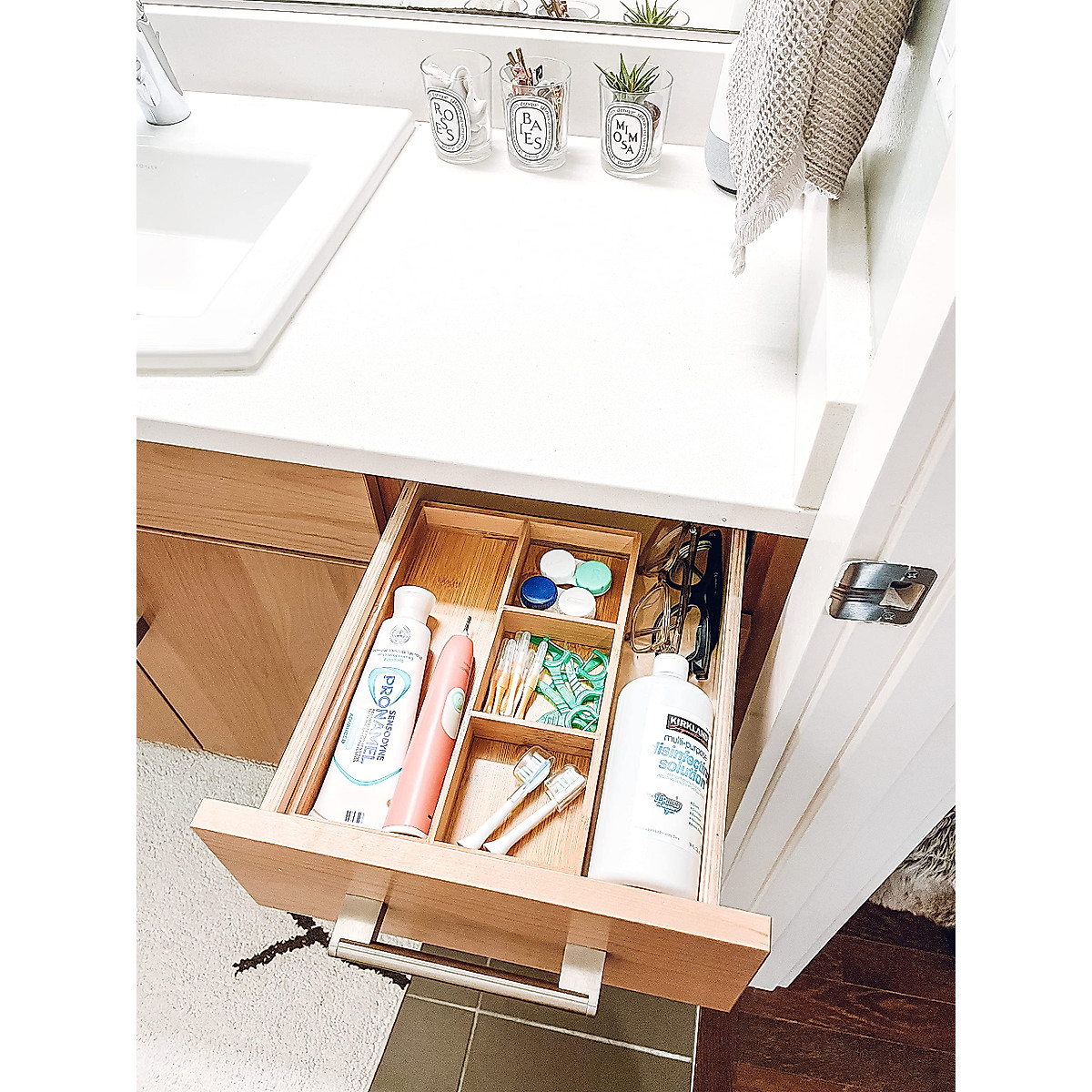 Lipper International 824 Bamboo Wood 4-Compartment Organizer Tray, 11 5/8" x 7 7/8" x 1 3/4"