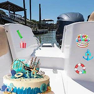 15 Pcs DIDODI Birthday Cruise Door Decorations Funny Magnetic Cruise Door Magnets Cruise Fridge Carnival Happy Birthday Decal Ship Door Birthday Magnets for Ship Party Refrigerator