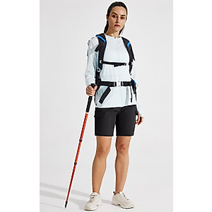 MASKERT Women's Hiking Cargo Shorts Quick Dry Athletic Golf Shorts 7 Inches Lightweight Running Summer Shorts with Zipper Pockets, Black XL