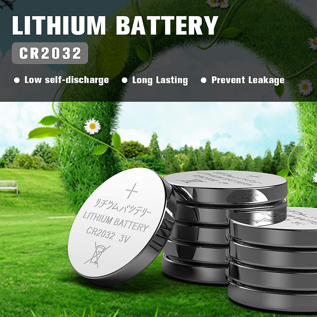 GutAlkaLi CR2032 Lithium 3V Battery, Electronic Coin Cell Button for Toys Calculators Watches (40 Pcs)