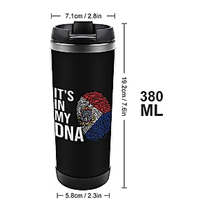 It's in My DNA Dutch Saint Martin Flag Travel Coffee Mugs with Lid Insulated Cups Stainless Steel Double Wall Water Bottle