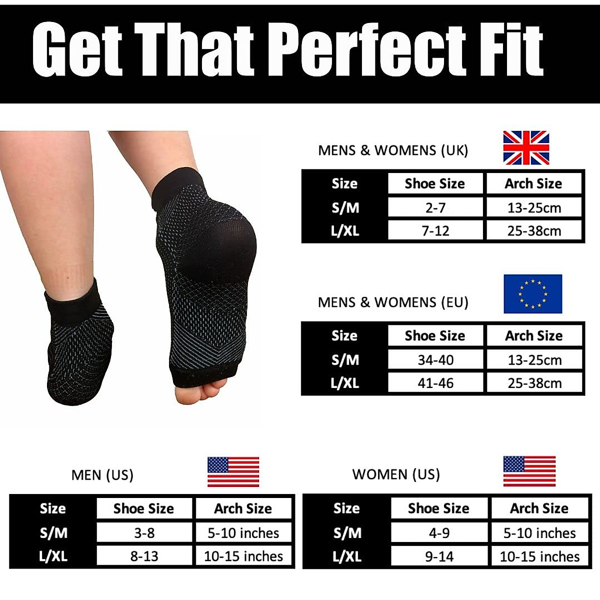 gr8ful® Plantar Fasciitis Socks | Support Sleeves with 24/7 Compression & Treatment for Foot Arch, Heel, Fascia & Achilles Tendonitis, Men/Women, Pain Relief Night Splint Sock | 1 pair | Black L/XL