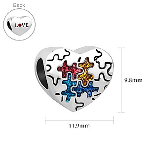 Chili Jewelry Autism Awareness Charm Heart Beads Compatible With Pandora Charms Bracelets