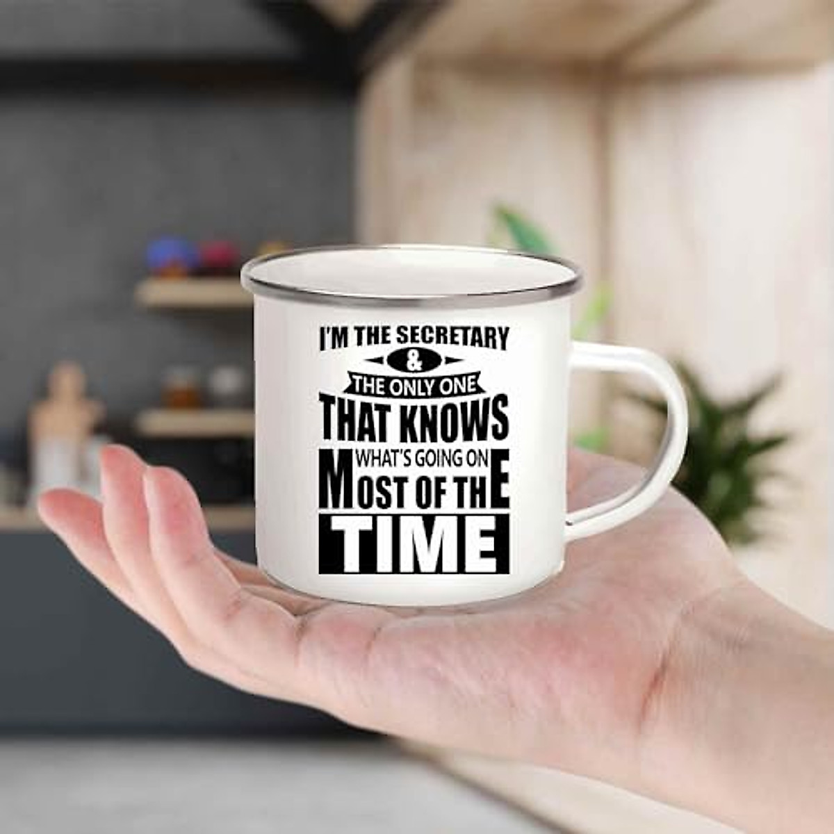 Funny Gift Funny Gift For Secretaries Who Know What's Going On - Unique Gift For Grandmothers On Birthday - 12oz Enamel Silver Mug