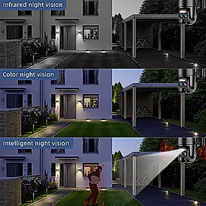 Uniter 4K Solar Security Cameras Wireless Outdoor, 2.4g & 5g WiFi PTZ Camera Battery Powered, 360°View Home Security Systems with Color Night Vision, Spotlight Siren, PIR Sensor, IP66