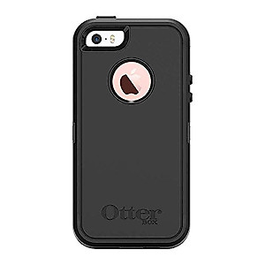 OtterBox iPhone SE (1st gen - 2016) and iPhone 5/5s Defender Series Case - 2016) and iPhone 5/5s ONLY - BLACK, rugged & durable, with port protection, includes holster clip kickstand