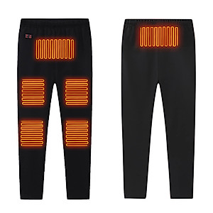 Heated Thermal Underwear Top + Heated Pant for Women Men Couple USB Charging 18 Area Heating 2 Pieces Homewear(Black,Medium)