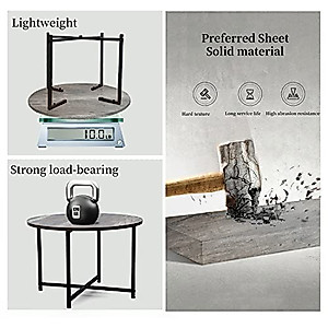 Round Coffee Table for Small Space Living Room, Modern Sofa Table End Table Tea Table for Balconym, Office Desk, Outdoor, Wood Desktop with Metal Legs, Easy to Install, 23.6 inches (Rustic Brown)