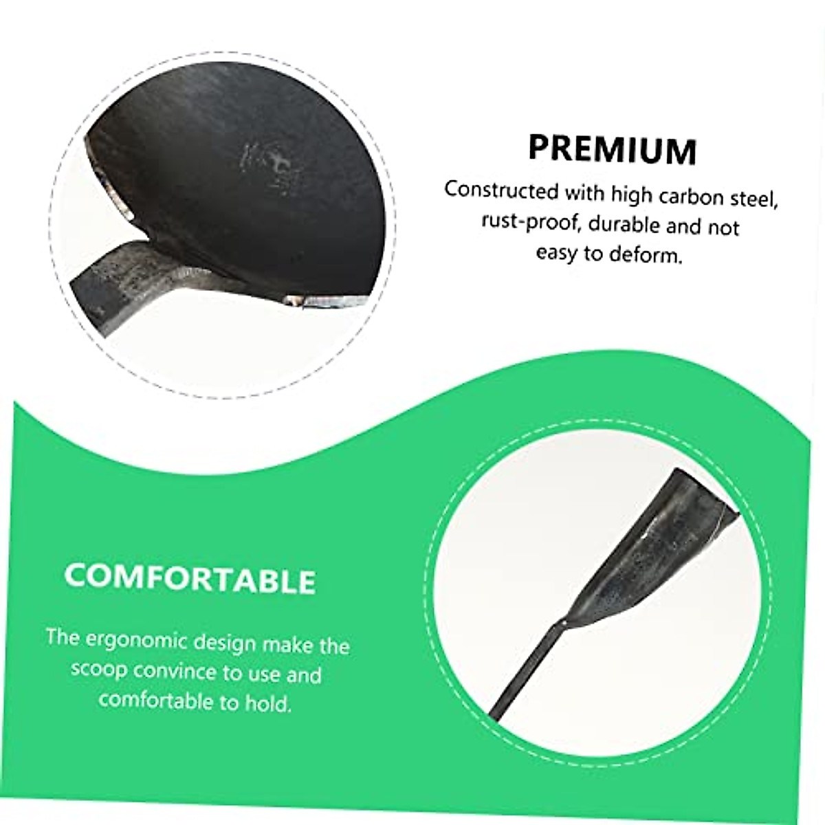 GANAZONO Forged Iron Spoon Mini Scoop Potting Scoop Garden Tractor Scoop Multitools Vegetable Planting Tools High Carbon Steel Spoon Cultivation Feeding Spoon Forging Dark Grey Bath Salt