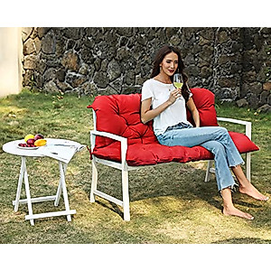 COSNUOSA Swing Replacement Cushions Waterproof Porch Swing Cushions 2-3 Seater Outdoor Swing Cushions for Outdoor Furniture Red 60x40 Inches