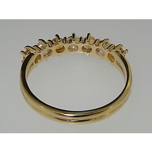 LetsBuyGold 14k Yellow Gold Cultured Pearl & Citrine Womans Eternity Ring - Size 7