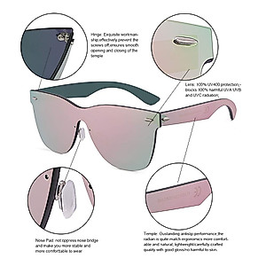 2020 VentiVenti Retro One Piece Square Rimless Frame Sunglasses Anti Reflective Fashion For Women Pink Revo Lens