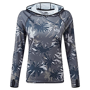 Gill Women's XPEL Long Sleeve Fishing Outdoor Sun Hoodie 50+ UV Sun Protection Water & Stain Repellent - Palm Print
