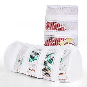 Shoe Washing and Dry Bags for Laundry Machines - SOOHAO Pack of 2 Sneaker Mesh Laundry Bags with Bumper Protectors for Canvas Shoes, Nike, Adidas, Sneakers, Knitted Sock Shoes and Delicates