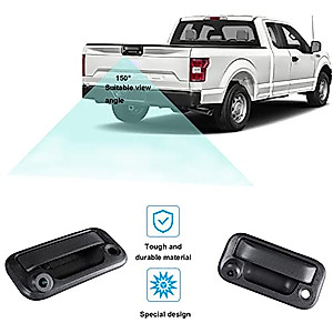 RED WOLF Tailgate Handle W/Reverse Backup Camera Replacement for 2004-2014 Ford F150, 2008-2016 F-250/F-350/F450/F550 Pickup Rear View Parking Camera Removable Guideline Durable