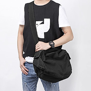 WantGor Canvas Crossbody Bag for Women Men, Large Shoulder Tote Bag Work Handbag Casual Hobo Bags (Black)