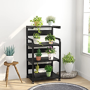 Tribesigns 4-Shelf Mobile Printer Stand with Storage Shelves, Large Modern Printer Cart Desk Machine Stand Storage Rack on Wheels for Home Office(Black)