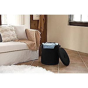 16" x 16" x 18" Extra Large Storage Basket with Lid, Cotton Rope Storage Baskets, Laundry Hamper, Cloth Bin, for Clothes Towels Blankets Pillows Storage in Living Room, All Black Basket with Cover