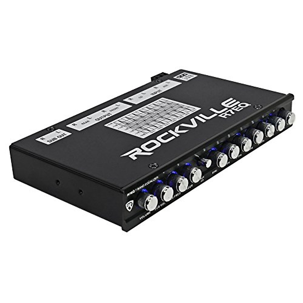Rockville R7EQ 1/2 Din 7 Band Car Audio Equalizer EQ w/Front, Rear + Sub Output