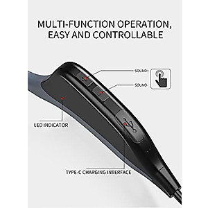 Bone Conduction Headphone Bluetooth Open Ear Wireless Headset 6 Hours Playtime with MP3 Player Built-in 8G Memory Light Weight for Jogging Running Driving Cycling, Hearing Protection (Black)