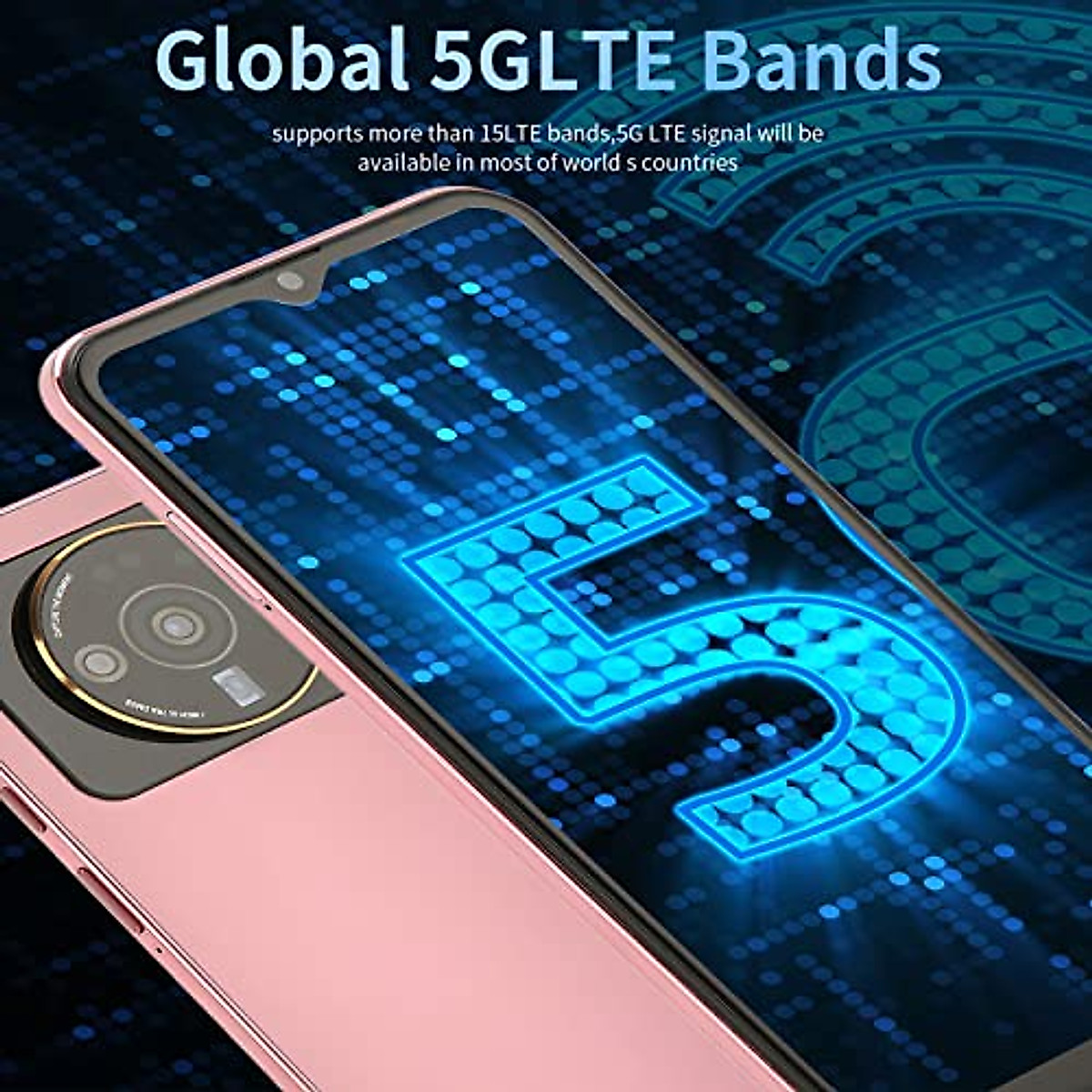 Heayzoki M12S Unlocked Cellphone, Ultra 6.5 Inch Smartphone WiFi 5G Network 6GB 256GB Memory Cell Phone Mobile Phone Rose