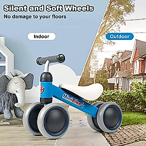 Baby Balance Bikes for 1 Year Old Boys Girls, Toddler Bike 10-24 Months Baby Riding Toys with 4 Wheels, No Pedal Anti-Drop Baby Walker Bicycle, Baby's First Bike First Birthday Gift Christmas