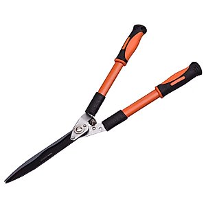Edward Tools Heavy Duty Hedge Clippers - 25” Manual Garden Hedge Shears with Wavy Carbon Steel Blade for Trimming Shrubs, Boxwoods, Weeds, Bushes - Ergo Rubber Grip Handle