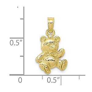 Solid 10k Yellow Gold Teddy Bear Charm Pendant