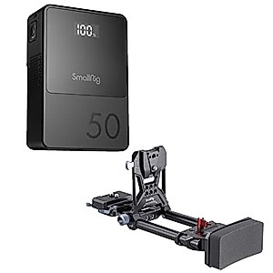 SMALLRIG Bundle V Mount Battery VB50, 3400mAh 50Wh 14.8V Mini V-Mount Battery V-Mount Battery Plate with Quick Release Plate for Arca-Swiss, Chest Pad, 15mm Rod and 1/4"-20 Threads