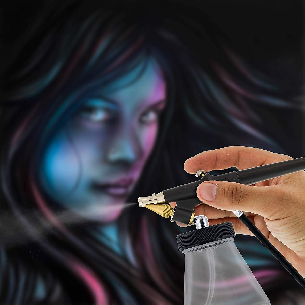 Airbrush Set-Kit-Single Action-Siphon Feed-External Mix-Sunless Tanning