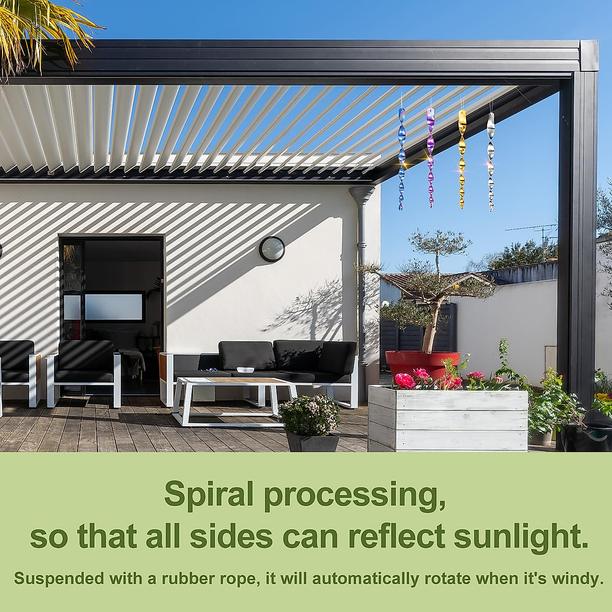 OFFO Large Bird Scarer Rods, 15.7 Inches (10 Pcs) Reflective Bird Device Outdoor Bird Scarer to Keep Pigeon and Woodpecker Away from Garden or Yard, Silver