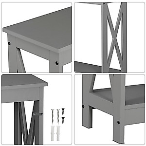 SUPER DEAL 2-Tier Narrow Console Sofa Side Table for Entryway/Hallway/Living Room, 39.3in L x 11.8in W x 31.6in H, Grey