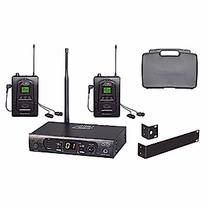 Audio2000'S AWM6309U UHF 100 Selectable Frequency Wireless in-Ear Monitor System with Two Wireless Receivers and a PVC Carrying Case